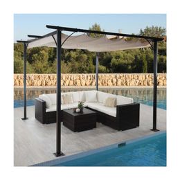 Pergola MCW-C42, Garten Pavillon, stabiles 6cm-Gestell + Schiebedach ~ 3,5x3,5m creme