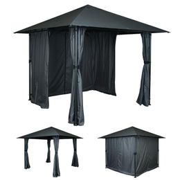 Pergola MCW-J63, Garten Pavillon Terrassenüberdachung mit Seitenwand 3x3m ~ anthrazit