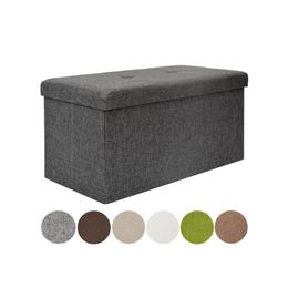 DuneDesign Faltbare Sitzbank 76x38x38 cm mit Trennwand Sitztruhe 80L Polsterbank Dunkelgrau