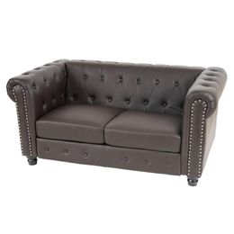 MCW Luxus 2er Sofa Loungesofa Couch Chesterfield Edinburgh Kunstleder 160cm ~ runde Füße, braun