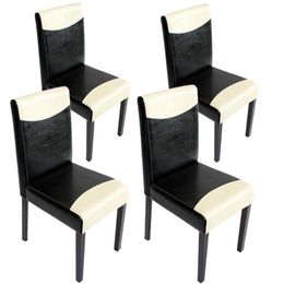 MCW 4er-Set Esszimmerstuhl Stuhl Küchenstuhl Littau ~ schwarz-weiß, dunkle Beine