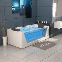 TroniTechnik® Whirlpool Badewanne MYKONOS 180cm x 88cm mit Heizung, Wasserfall, Hydromassage und Farblichtherapie, Sanitäracryl