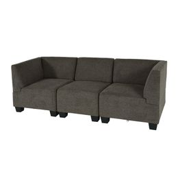 MCW Modular 3-Sitzer Sofa Couch Moncalieri, Stoff/Textil ~ braun, hohe Armlehnen