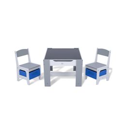 BABY VIVO Kindersitzgruppe mit multifunktionalem Tisch und 2 Stühlen aus Holz - Maurice in Dunkelblau