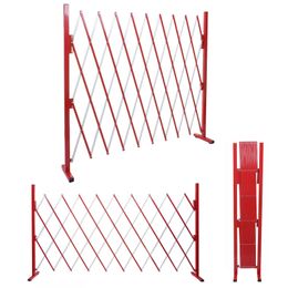 Absperrgitter MCW-B34, Scherengitter Zaun Schutzgitter ausziehbar, Alu rot-weiß ~ Höhe 153cm, Breite 32-265cm