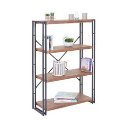 Bücherregal MCW-A27, Standregal Wohnregal, 121x80cm 3D-Struktur 4 Ebenen, Wildeiche-Optik