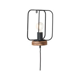 Brilliant Lampe, Tosh Wandleuchte mit Zuleitung antik holz/schwarz korund, 1x A60, E27, 40W, Holz aus nachhaltiger Waldwirtschaft (FSC)