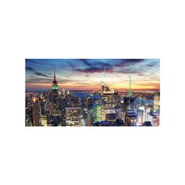 MCW LED-Bild, Leinwandbild Wandbild Leuchtbild, Timer MVG-zertifiziert ~ 100x50cm New York, flackernd