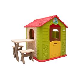 LittleTom Kinder Spielhaus ab 1 - Garten Kinderhaus mit Tisch - Indoor Kinderspielhaus