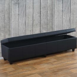 MCW Bank Sitzbank mit Aufbewahrung Arezzo XXL, Kunstleder, 180x45x45cm MVG-zertifiziert ~ schwarz matt
