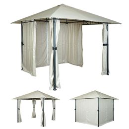 Pergola MCW-J63, Garten Pavillon Terrassenüberdachung mit Seitenwand, 3x3m ~ creme-beige