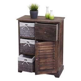 Kommode MCW-H21, Schrank Schubladenkommode, Massiv-Holz Korb-Schublade 80x60x30cm ~ shabby braun