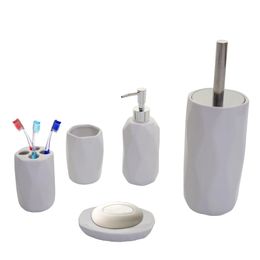 5-teiliges Badset MCW-H88, WC-Garnitur Badezimmerset Badaccessoires, Keramik ~ weiß
