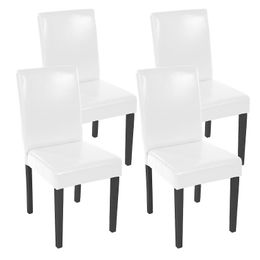 MCW 4er-Set Esszimmerstuhl Stuhl Küchenstuhl Littau ~ Leder, weiß dunkle Beine