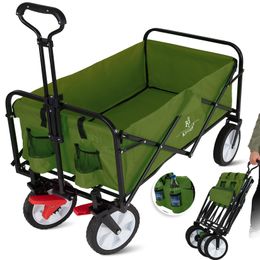 Kesser® Bollerwagen faltbar Handwagen Transportkarre Gerätewagen inkl. 2 Netztaschen & Cover klappbar PVC-Reifen bis 80 kg Tragkraft transportwagen Gartenanhänger ohne Dach