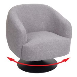 Lounge-Sessel MCW-J76, Cocktailsessel Sessel drehbar, Bouclé Stoff Metall ~ hellgrau