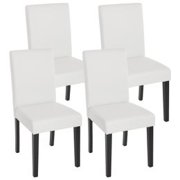 MCW 4er-Set Esszimmerstuhl Stuhl Küchenstuhl Littau ~ Kunstleder, weiß matt, dunkle Beine