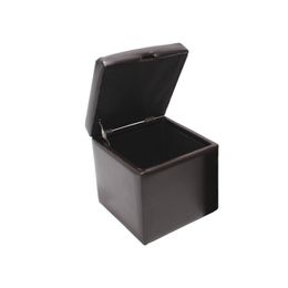 MCW Hocker Sitzwürfel Sitzhocker Aufbewahrungsbox Carrara, mit Deckel, Leder + Kunstleder, 45x44x44cm MVG ~ braun