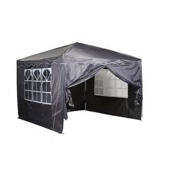 CHILLROI® Faltpavillon Dachfläche 300 x 300 cm Anthrazit 200g/m² Wasserdicht inklusive 4 Seitenwände mit Fenster Multifunktionszelt