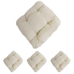 MCW 4er-Set Sitzkissen Milano, Stuhlkissen Kissen, 41x38x8cm ~ creme