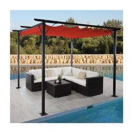 Pergola MCW-C42, Garten Pavillon, stabiles 6cm-Gestell + Schiebedach ~ 3,5x3,5m terracotta