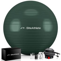 EliteAthlete® Gymnastikball Sitzball Büro ergonomisch mit Anti Burst System - Fitness Yoga Pilates Schwangerschaft - Schwangerschaftsball Fitnessball Yogaball - Yoga Ball inkl. Luftpumpe - Forest 55cm