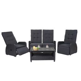 Garnitur MCW-J35, Lounge-Set Sitzgruppe Sofa, Spun Poly halbrundes Poly-Rattan ~ anthrazit, Kissen anthrazit