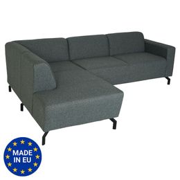 Ecksofa MCW-J60, Couch Sofa mit Ottomane links, Made in EU, wasserabweisend 247cm ~ Stoff/Textil grau