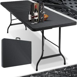 Kesser® Buffettisch Tisch klappbar Kunststoff 180x75 cm Rattan Optik Campingtisch Partytisch Klapptisch Gartentisch für Garten Terrasse und Balkon zusammenklappbar 6 Personen ink. Tragegriff