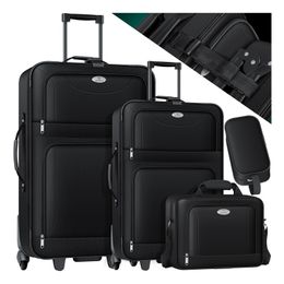 Kesser® 4tlg Trolley Kofferset Reisekoffer Set mit Rollen Komplettes Business 4er Set S M L XL Netzfach Rollen Teleskopgriff Koffer Reisetaschen Stoffkoffer Handgepäck