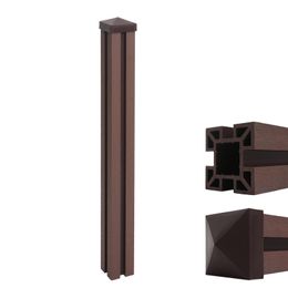 MCW WPC-Pfosten Savoie-WPC-Zaun, Pfeiler Pfahl, Stecksystem ~ 98cm, braun
