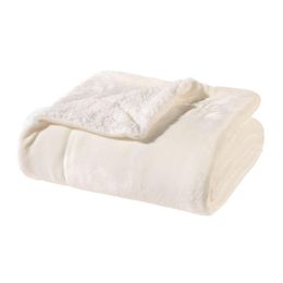 Wohnwohl® Flauschige Sherpa Kuscheldecke • Mikrofaser Wohndecke • Fleecedecke als Sofaüberwurf • Sofadecke/Tagesdecke/Wohnzimmerdecke • Teddyfleece Decke für Bett und Sofa