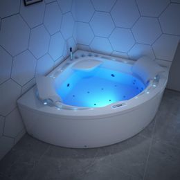 TroniTechnik® Eckwhirlpool ANDROS 160x160 Eckwanne Badewanne mit Whirlpool und Airpool Unterwasser LEDs inkl. Spülfunktion