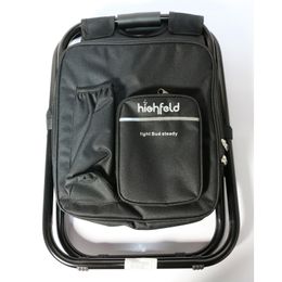 highfeld® Sitzrucksack Ansitzrucksack mit Hocker black Campinghocker Angelhocker Falthocker