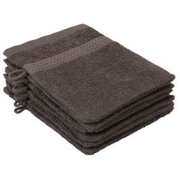 my home Waschhandschuh Juna, 6 Waschlappen, 100% Baumwolle, (6-St), im Set und als Serie, Bordüre, Uni-Farben, weich, grau