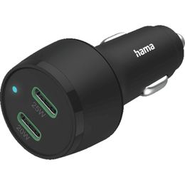 Hama 2x USB-C PD/QC Kfz-Schnellladegerät Universal 20/25 Watt, Schwarz