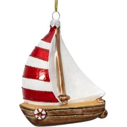 SIKORA Christbaumschmuck BS751 Segelboot Glas Figur Premium Weihnachtsbaum Anhänger