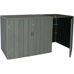 Xl 1er-/2er-WPC-Mülltonnenverkleidung Erweiterung HHG 040, Premium Mülltonnenbox, Metall Holzoptik grau - grey