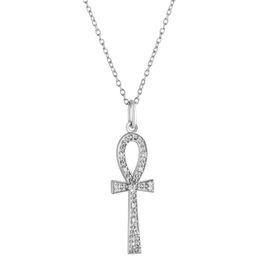 Firetti Kette mit Anhänger Schmuck Geschenk, Kreuz; Lebenszeichen Ankh, mit Diamanten, silberfarben