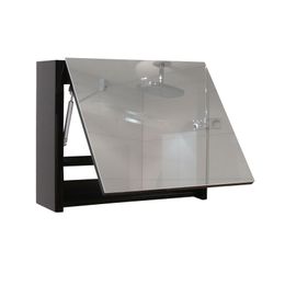 Spiegelschrank MCW-B19, Wandspiegel Badspiegel Badezimmer, aufklappbar hochglanz 48x79cm ~ schwarz