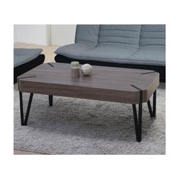 MCW Couchtisch Genk H573, Wohnzimmertisch, 43x110x60cm ~ Dunkle Eiche, dunkle Metall-Füße