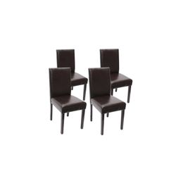 MCW 4er-Set Esszimmerstuhl Stuhl Küchenstuhl Littau ~ Leder, braun dunkle Beine