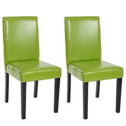 MCW 2er-Set Esszimmerstuhl Stuhl Küchenstuhl Littau ~ Kunstleder, grün, dunkle Beine