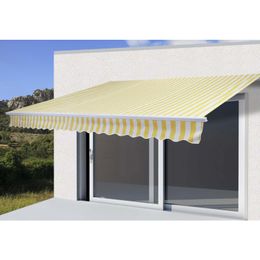 MCW Alu-Markise H791, Gelenkarmmarkise Sonnenschutz 4,5x3m ~ Polyester Gelb/Weiß