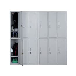 MCW Schließfach Preston T829, Schließfachschrank Wertfachschrank Spind, Metall 12 Fächer ~ grau