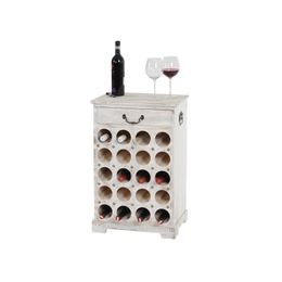 MCW Weinregal Torre T324, Flaschenregal Regal für 20 Flaschen, 76x48x31cm, Shabby-Look, Vintage ~ weiß