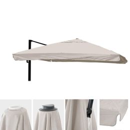 Ersatz-Bezug für Luxus-Ampelschirm MCW-A96 mit Flap, Sonnenschirmbezug Ersatzbezug, 3x4m (Ø5m) Polyester 4kg ~ creme-grau