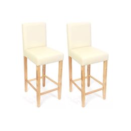 MCW 2er-Set Barhocker Cesena Kunstleder ~ creme, helle Füße