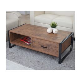 Couchtisch MCW-A27, Beistelltisch Wohnzimmertisch, 41x120x60cm 3D-Struktur, Metall MDF ~ Wildeiche-Optik