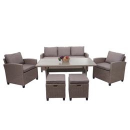 Poly-Rattan Garnitur MCW-E95, Garten-/Lounge-Set Sofa Sitzgruppe, Tischplatte WPC Spun Poly halbrundes Rattan grau
